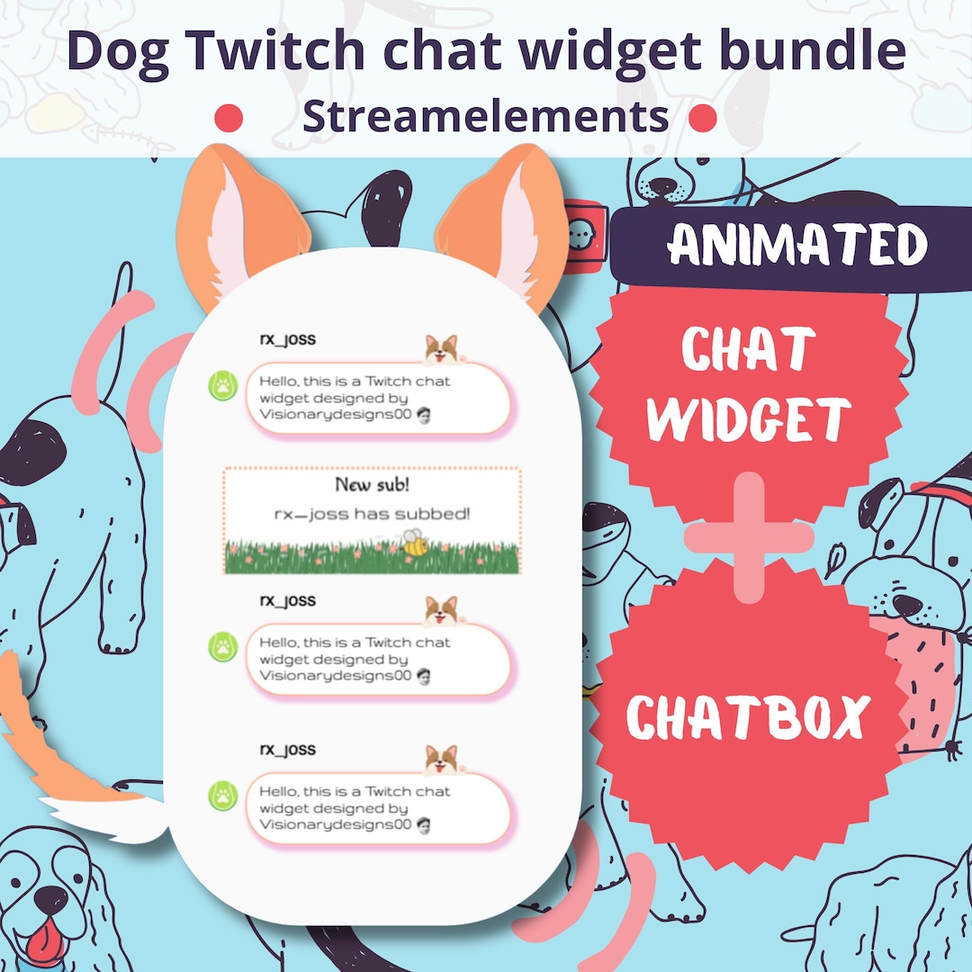 Twitch Chat Widget, Animated Puppy Design. Set It up in Stream Elements ...
