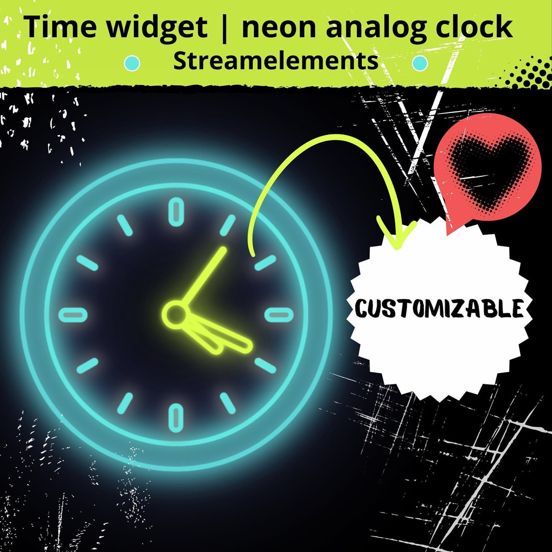 Time Widget | Neon Analog Clock | Twitch Youtube Streamers ...
