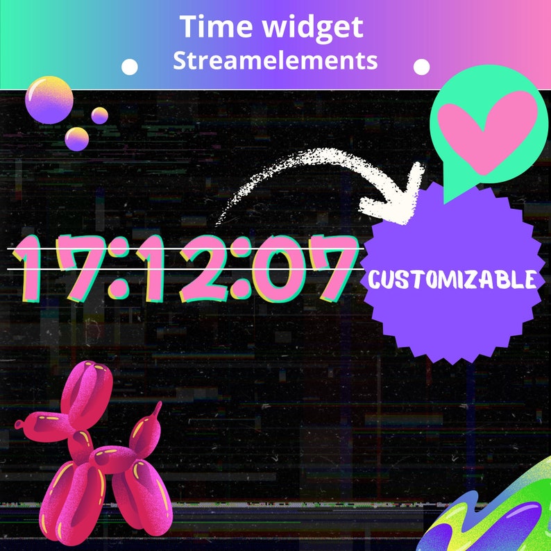 Time Stream Widget for Twitch, Customizable in Streamelements OBS, 12 ...