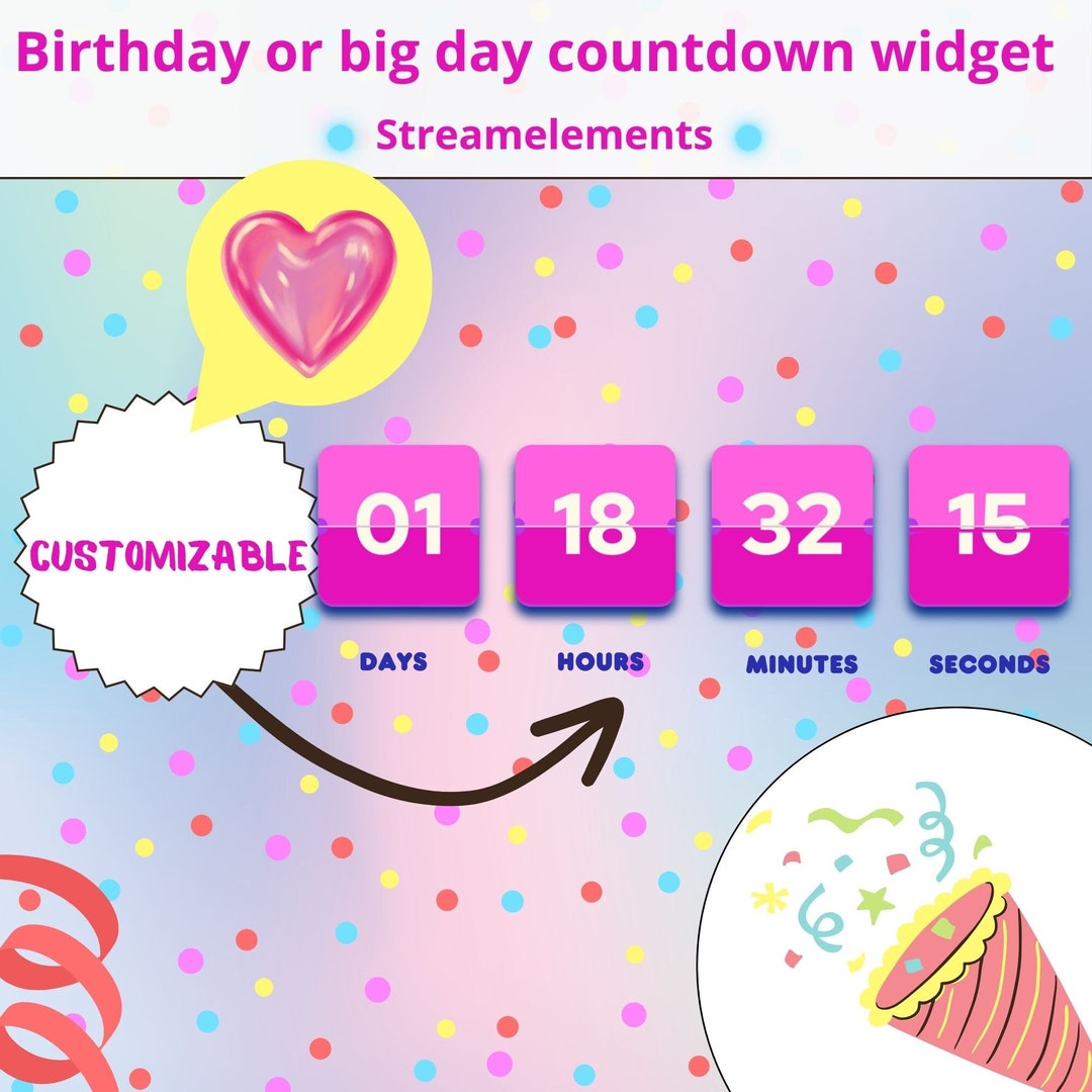 Birthday Countdown Timer Twitch, Customizable Stream Big Day Countdown ...