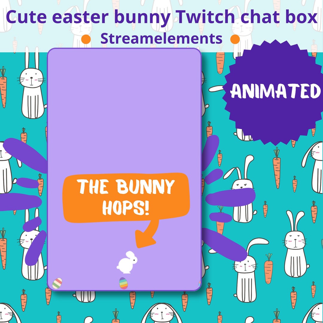Purple Bunny Twitch Chat Box Widget. Setup in Streamelements. Ideal for ...