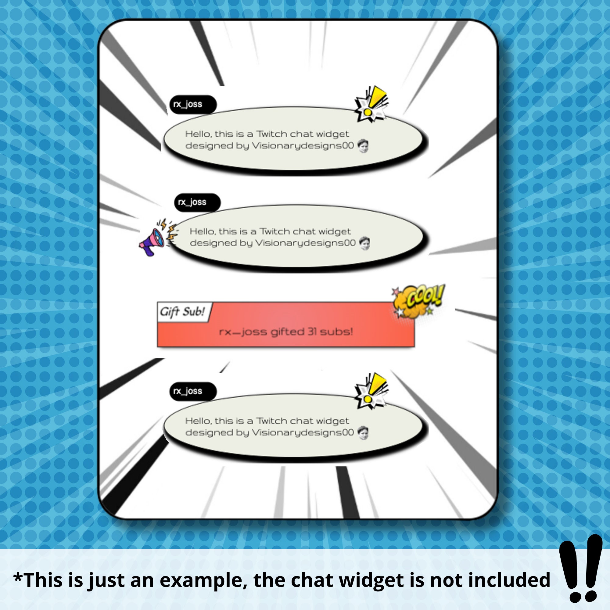 Animated Retro Comics Twitch Chat Box. Setup in Streamelements. Ideal ...