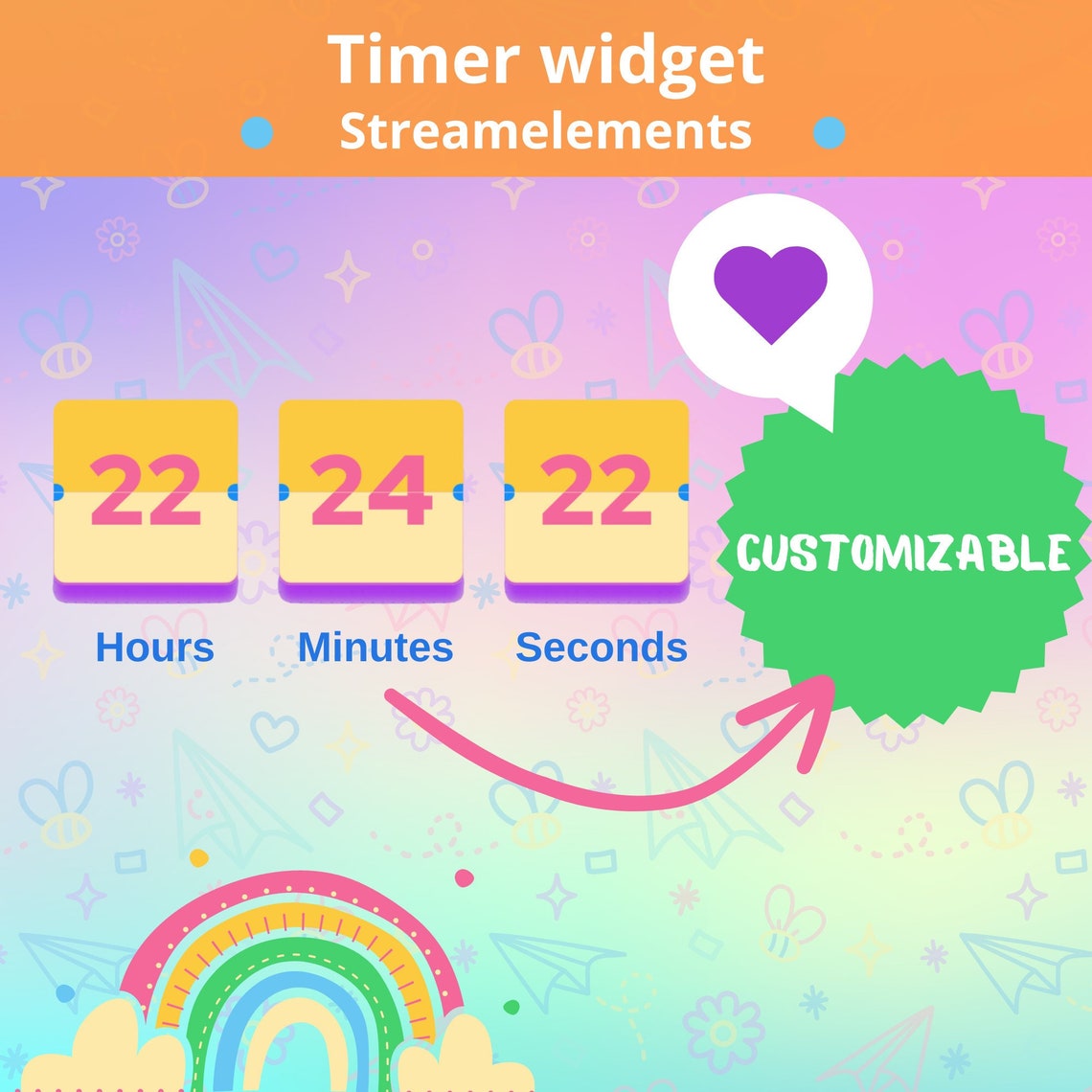 Cute Stream Timer Widget for Twitch or Youtube | Color and Font ...