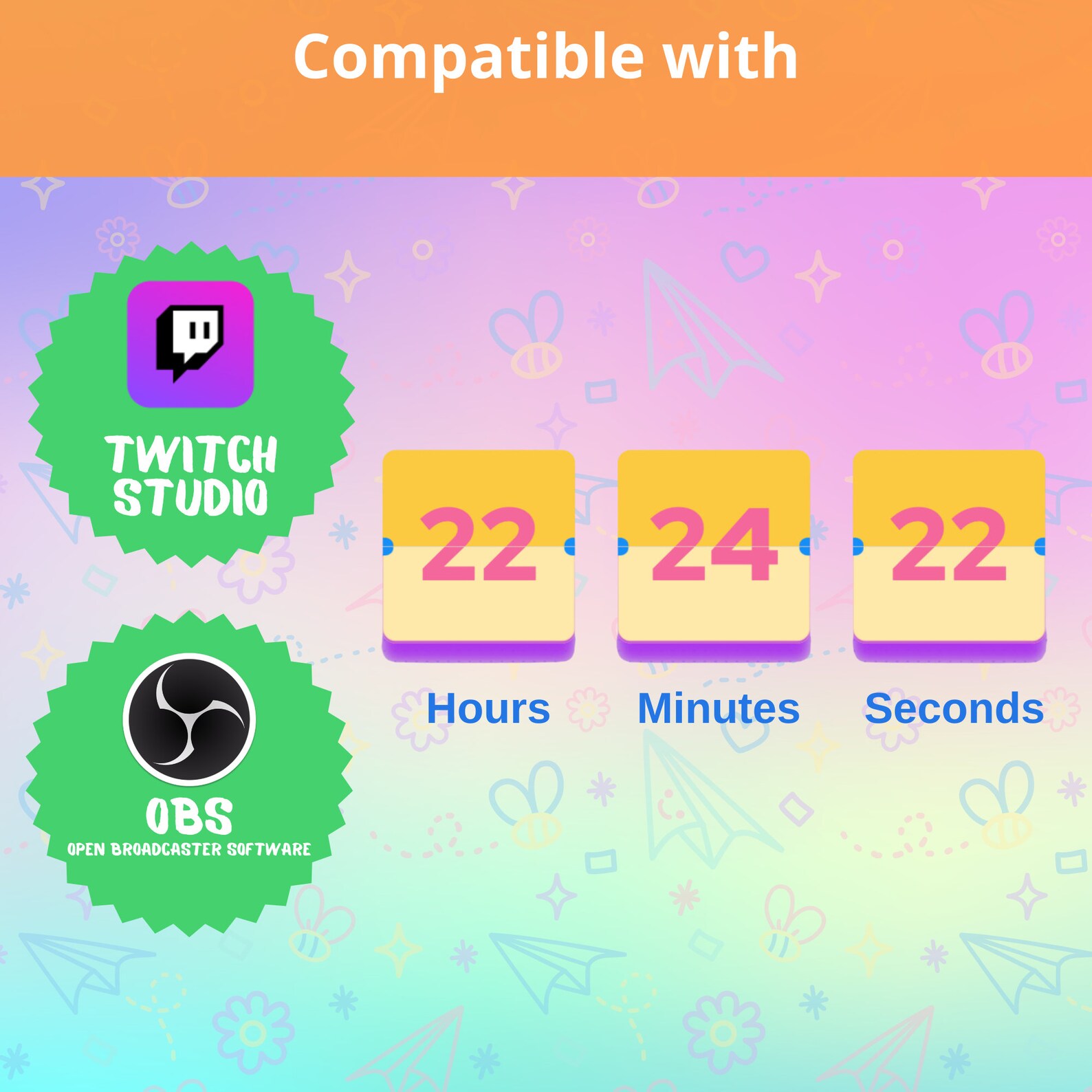 Cute Stream Timer Widget for Twitch or Youtube | Color and Font ...