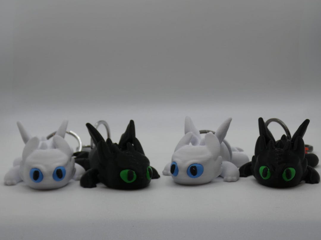 Flexi Baby Toothless and Light Fury Keychain | 3D Printed Cute Baby ...