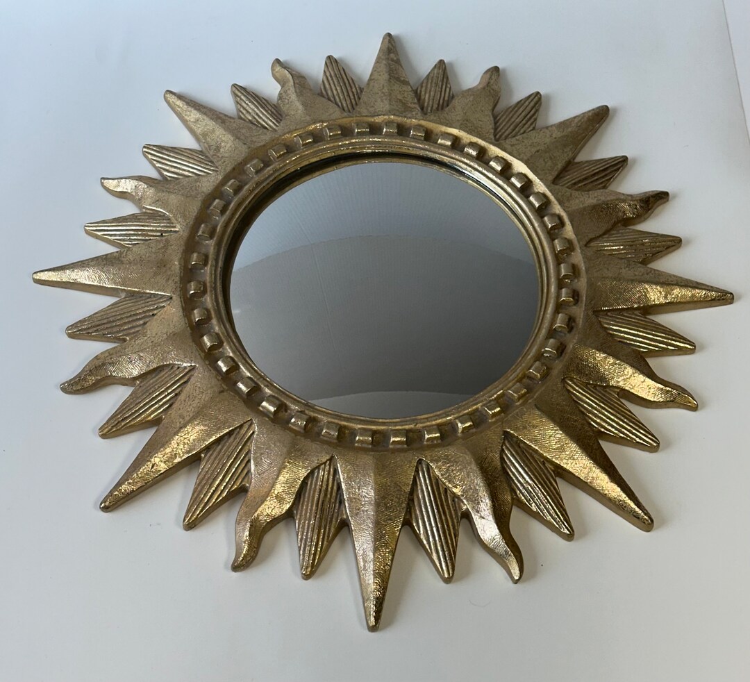 Vintage Mid-century Modern Atomic Gold Sunburst Sun Star Mirror Retro 8 ...