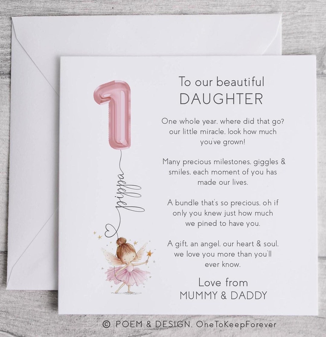 Personalised Daughter 1st Birthday Card, First Birthday Daughter Card ...