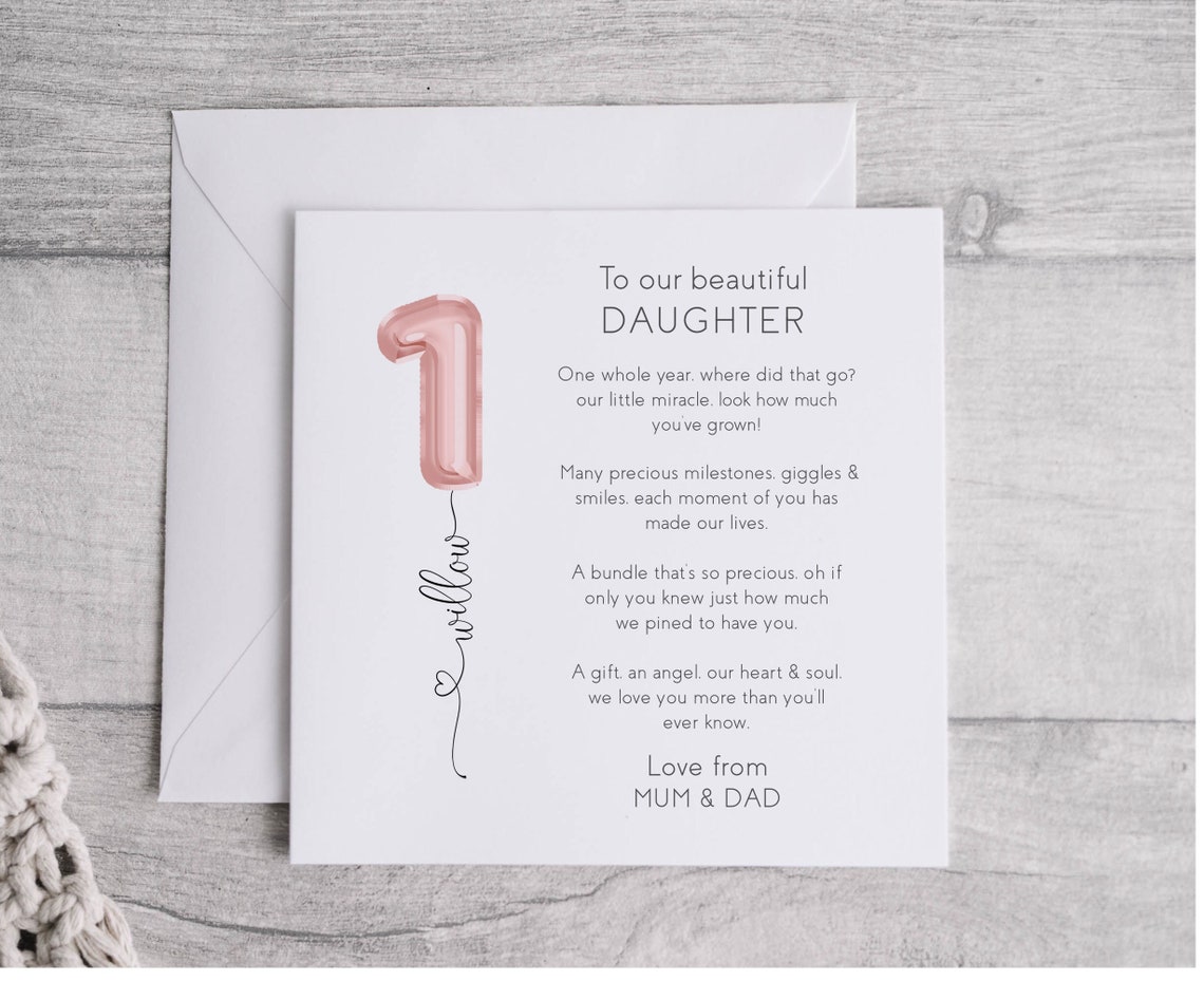 1st Birthday Card Daughter, Daughter 1st Birthday, Personalised, 1st ...