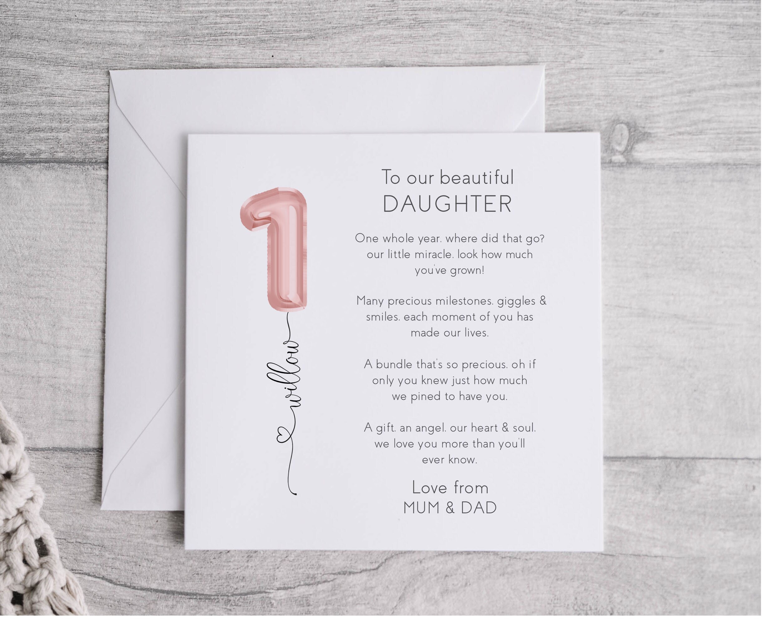 1st Birthday Card Daughter, Daughter 1st Birthday, Personalised, 1st ...