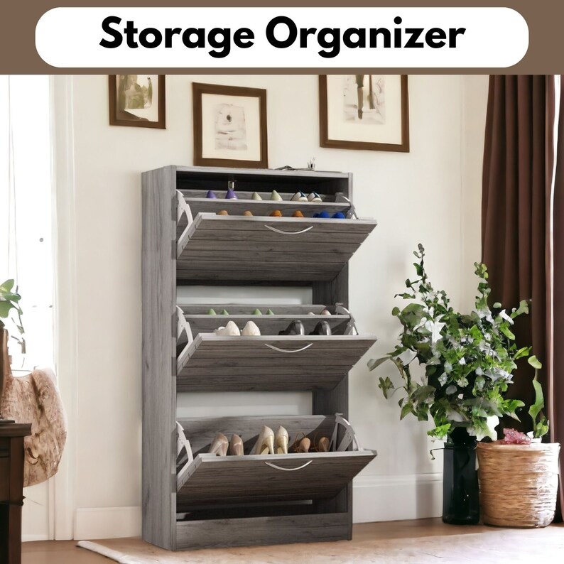 Modern Shoe Rack, Shoe Organizer Cabinet, Entryway Shoe Storage ...