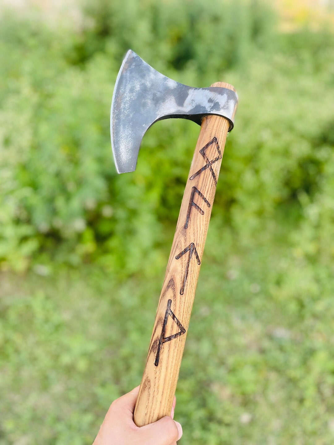 Viking Forged Axe, Medieval Viking Axe Replica With Norse Runes, Nordic ...