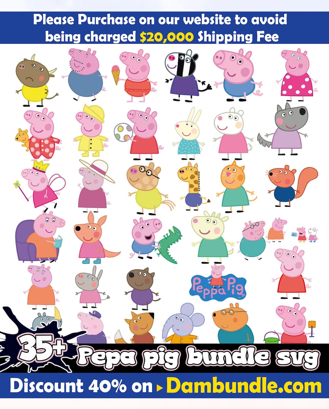 Pepa Pig Bundle, Peppa Pig SVG, Bundle Layered SVG, Layered and Instant ...