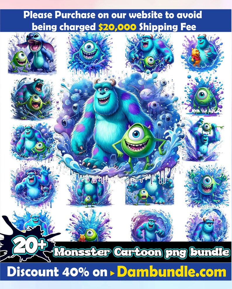 Monsters Inc Splash and Watercolor Digital Design PNG File for ...