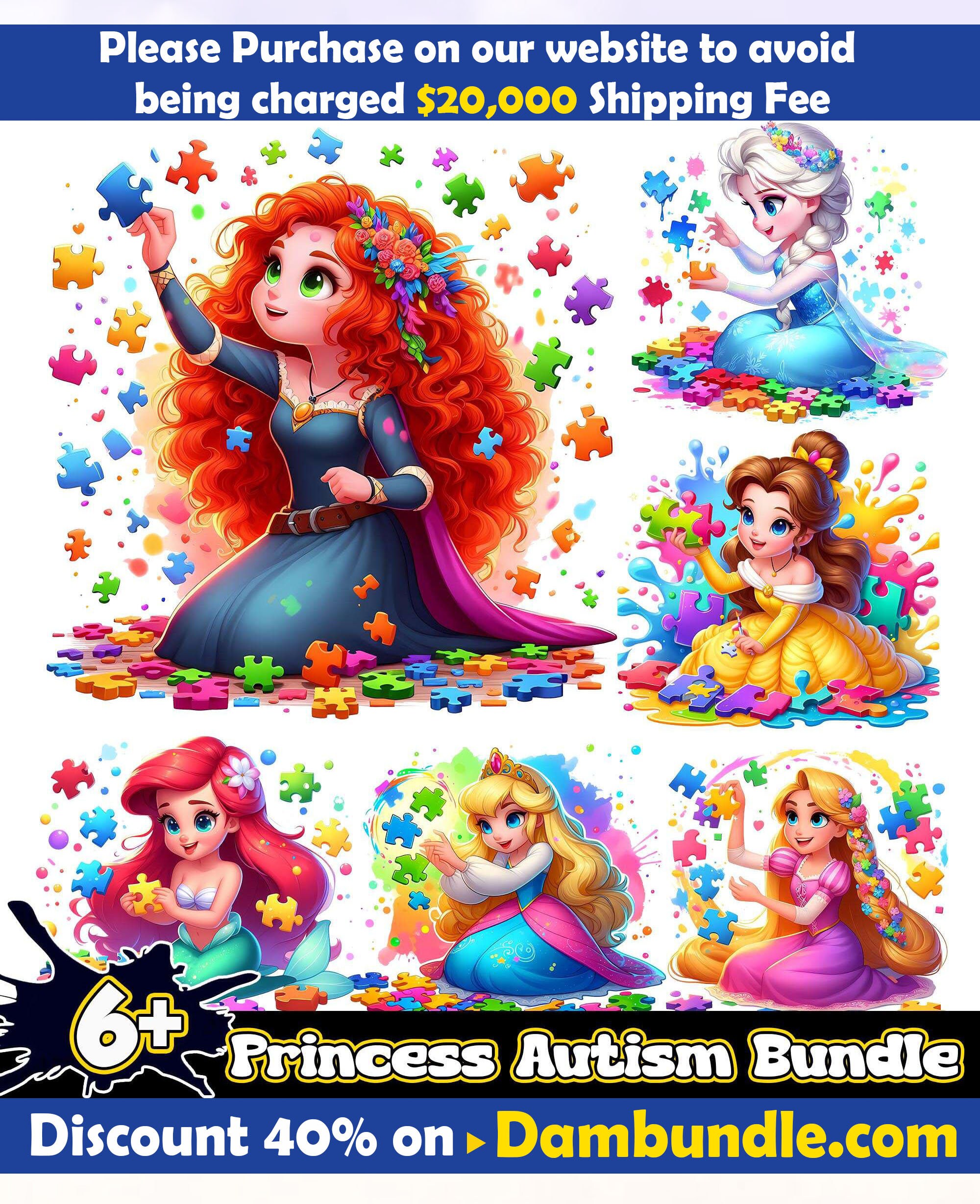 Autism Princess Png Bundle, Autism Awareness Png, Awareness Png, Be ...