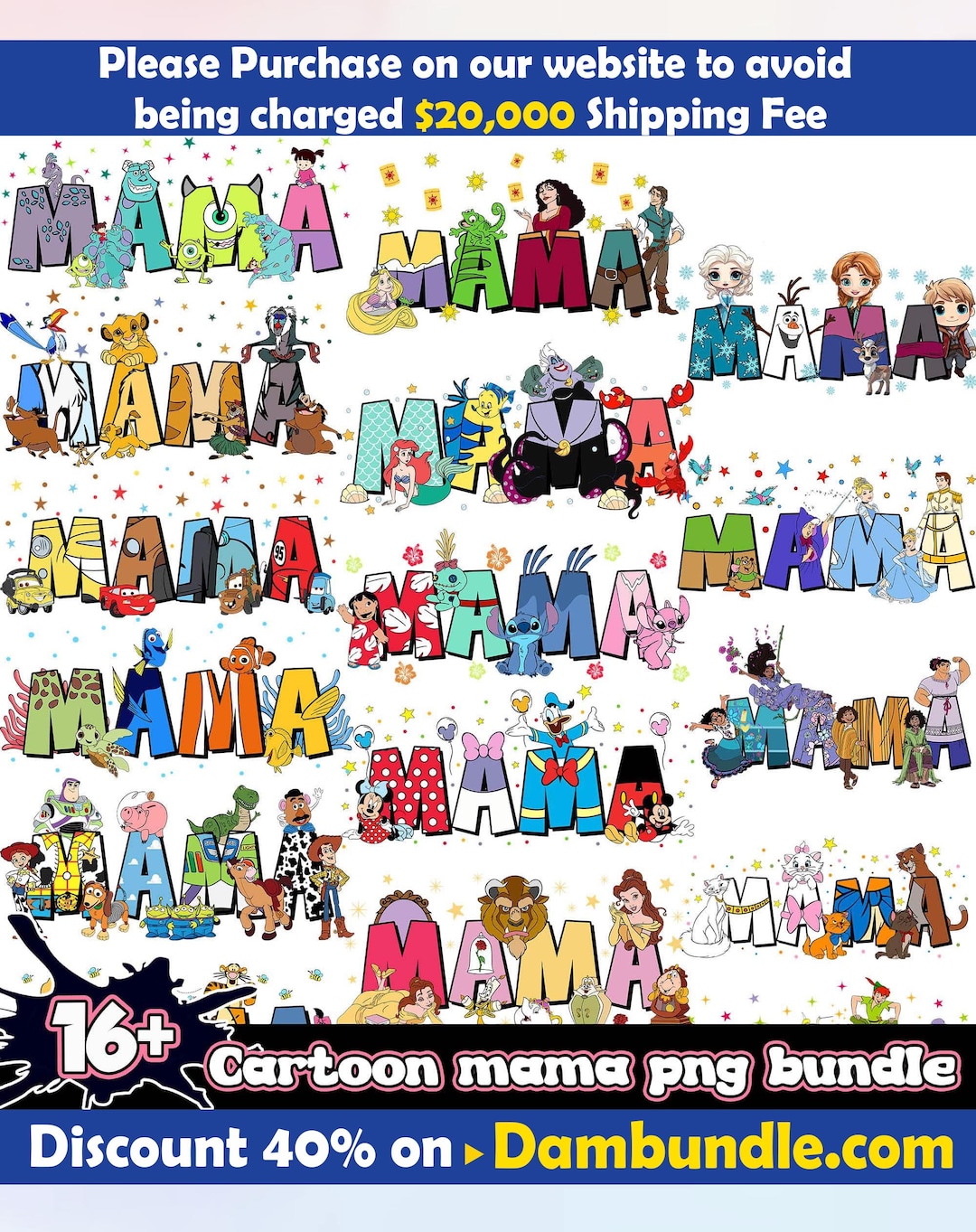 Cartoon Mama Bundle, Cartoon Mother Png, Mothers Day Png Bundle, Gift ...