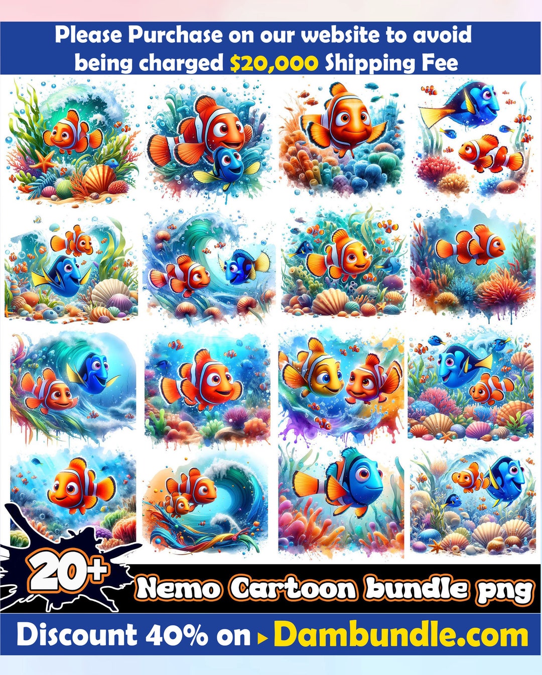 Finding Nemo Finding Dory Splash and Watercolor Digital Design PNG File ...