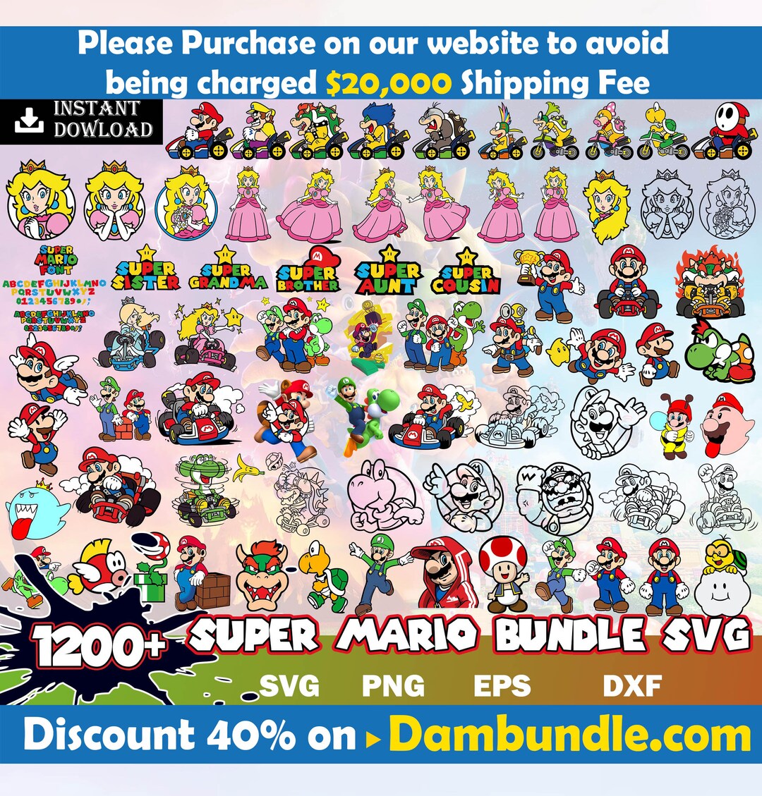 Super Mario Bundle Svg, Mario Family Svg, Mario Svg Cut Files for ...