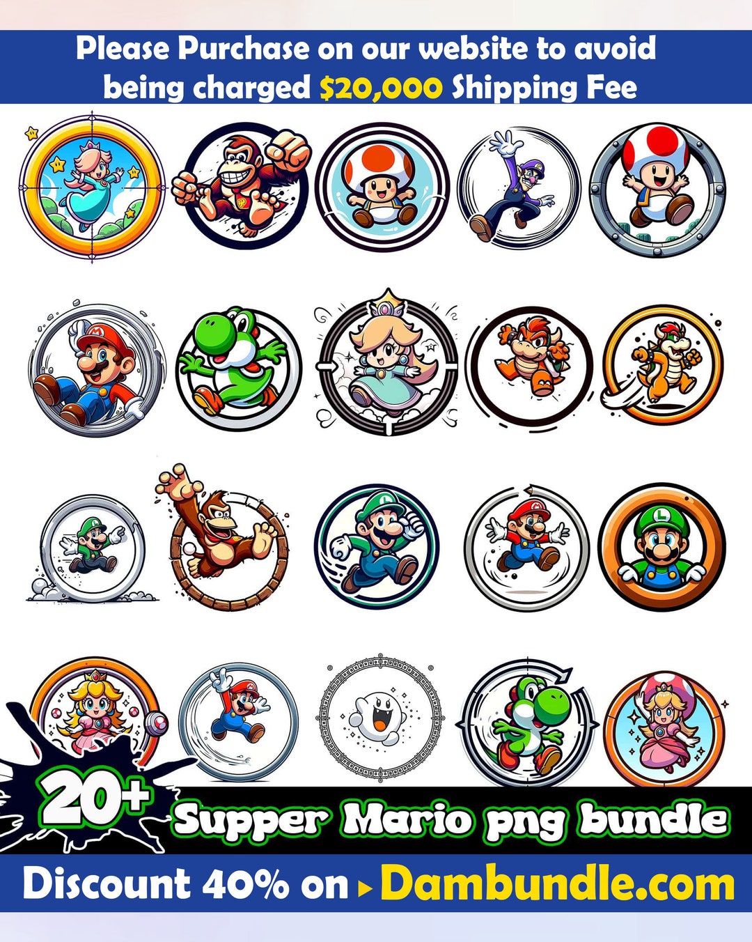 Super Mario Bundle Super Mario PNG and Font, Super Mario, Super Mario ...