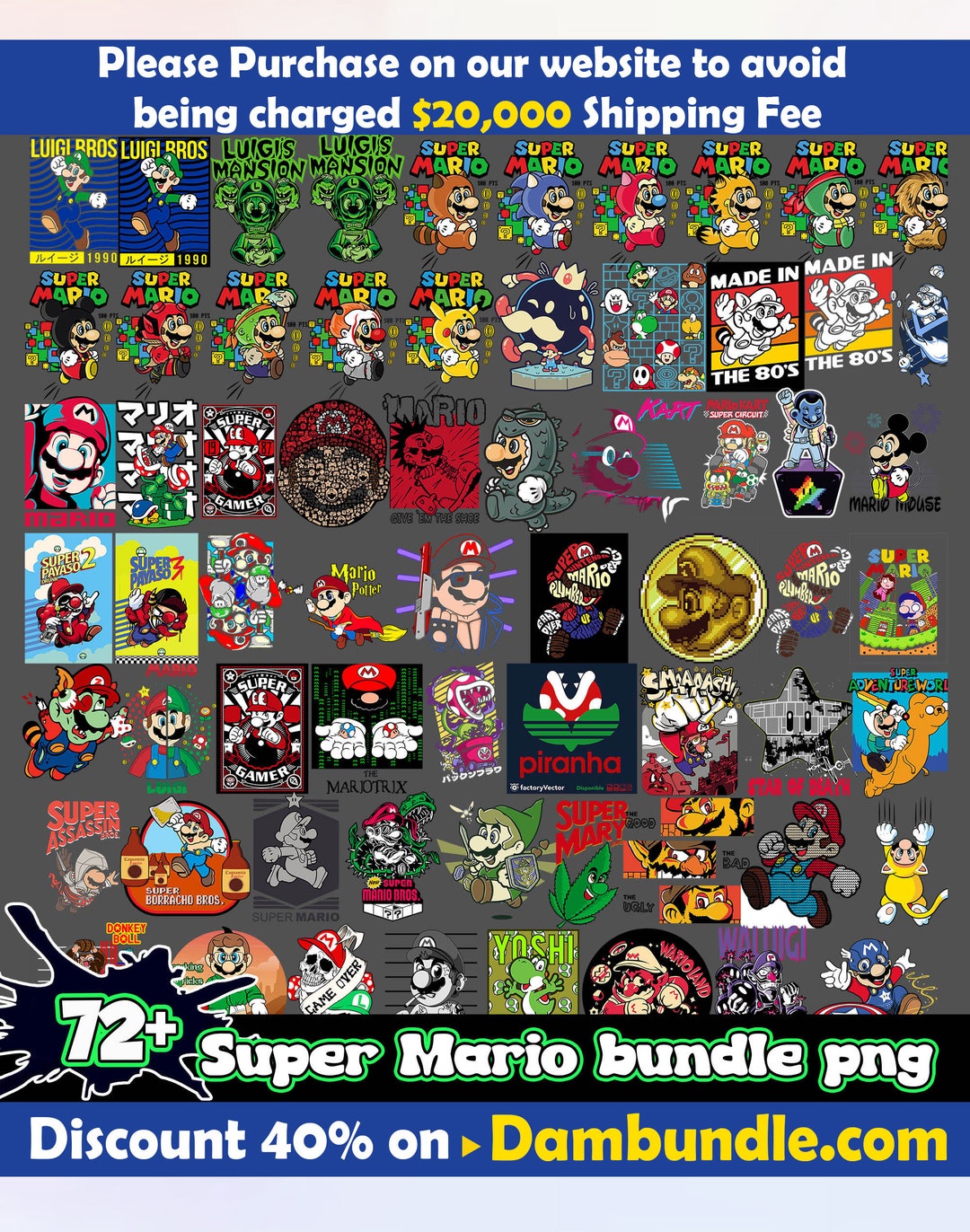New Super Mario Png Bundle, Super Mario Png Clipart Set, Super Mario ...