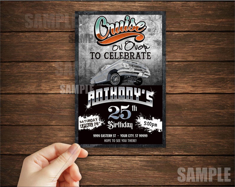 Lowrider Birthday Invitation Low Rider Cruise on Over Crusin Chicano ...