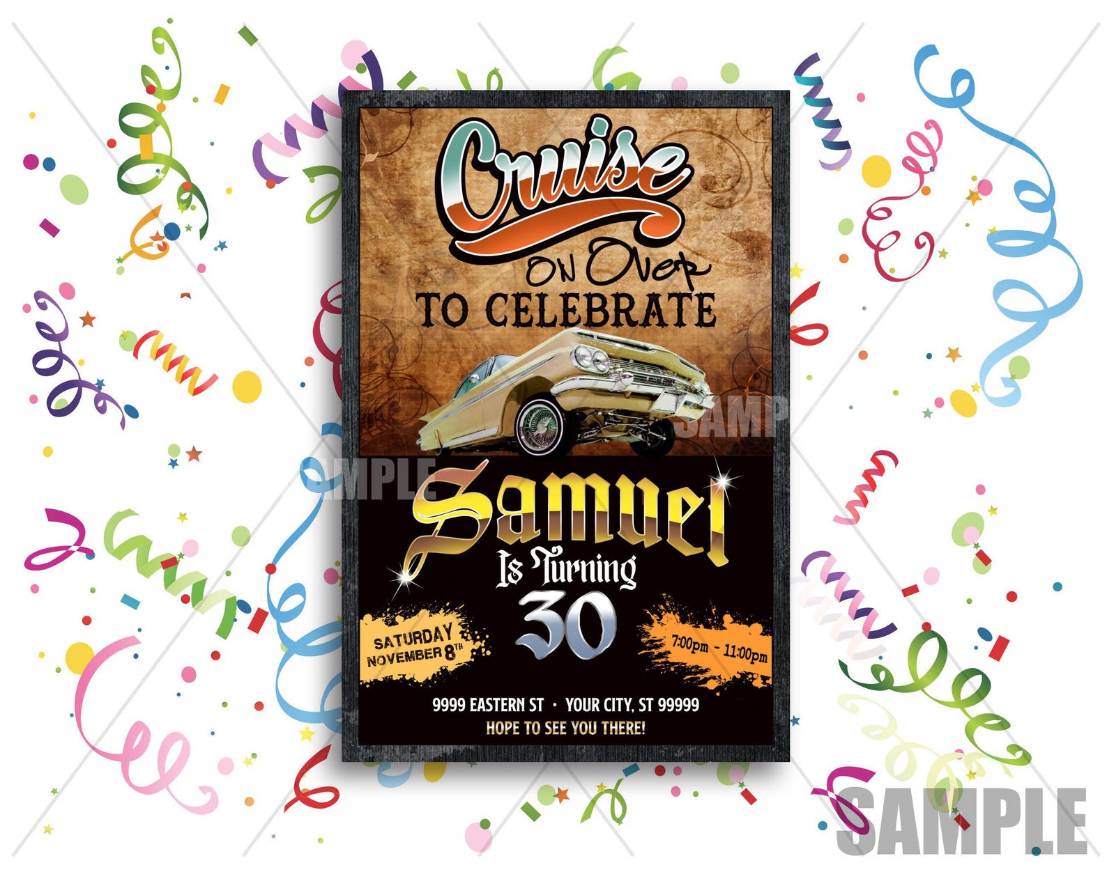 Lowrider Birthday Invitation Low Rider Cruise on Over Crusin Chicano ...