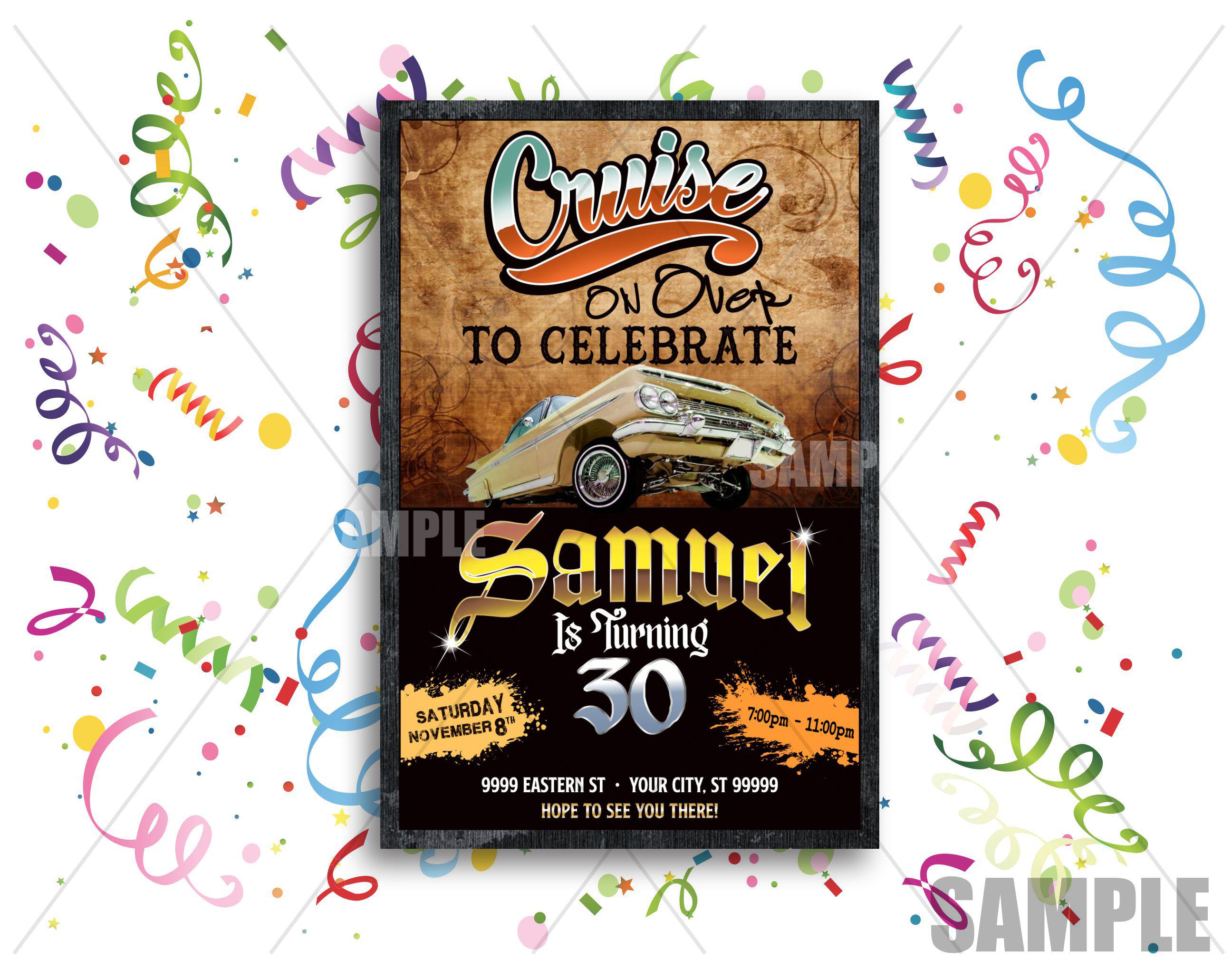 Lowrider Birthday Invitation Low Rider Cruise on Over Crusin Chicano ...