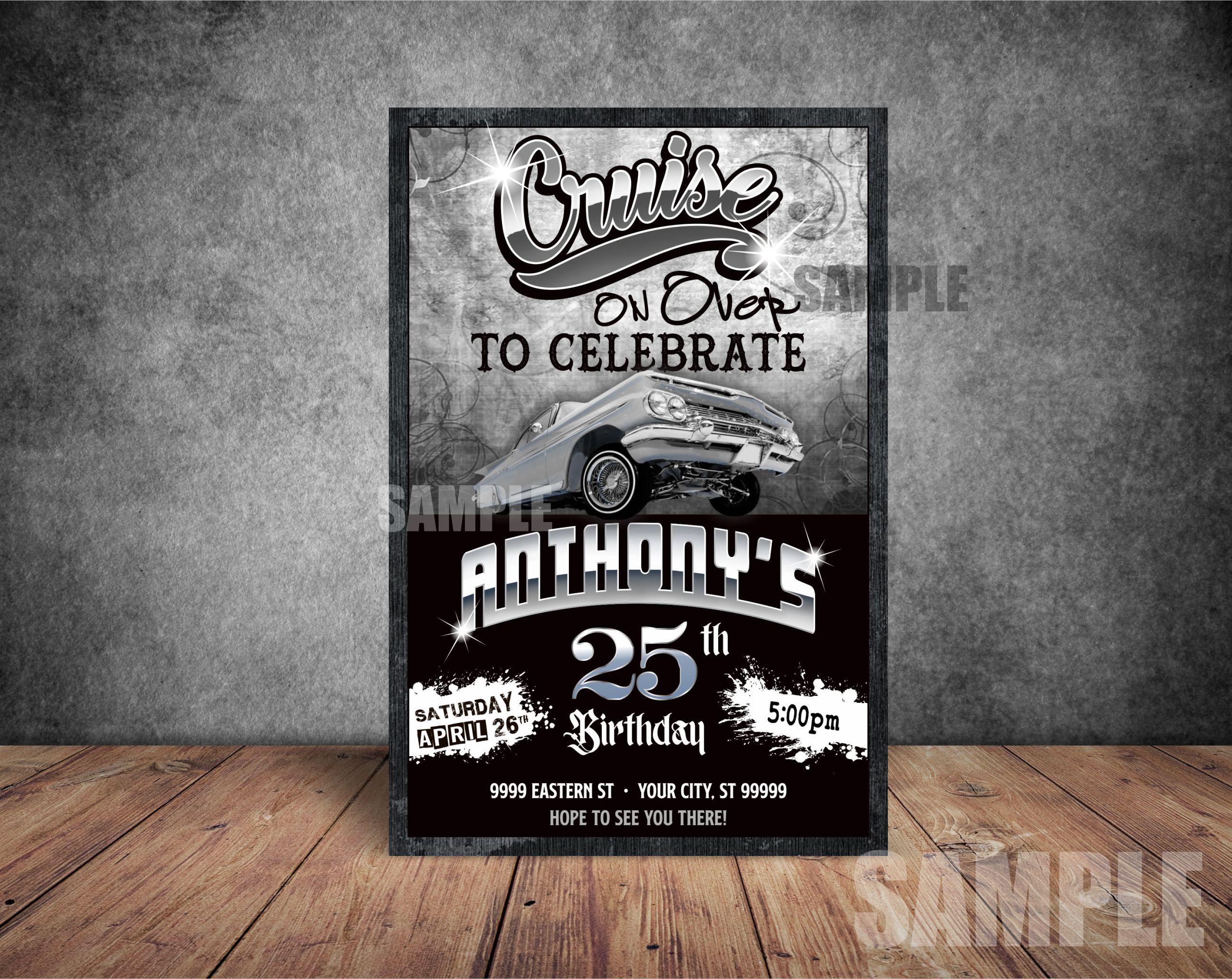 Lowrider Birthday Invitation Low Rider Cruise on Over Crusin Chicano ...