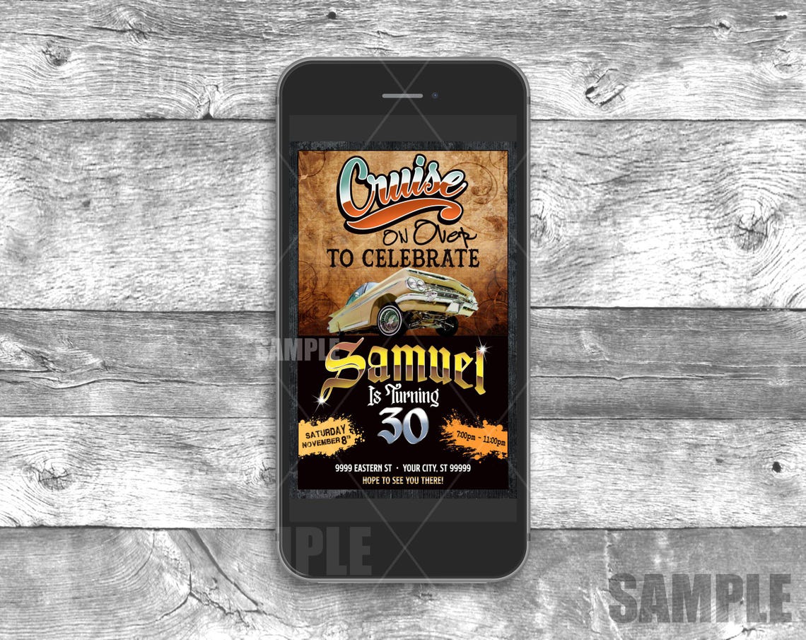 Lowrider Birthday Invitation Low Rider Cruise on Over Crusin Chicano ...