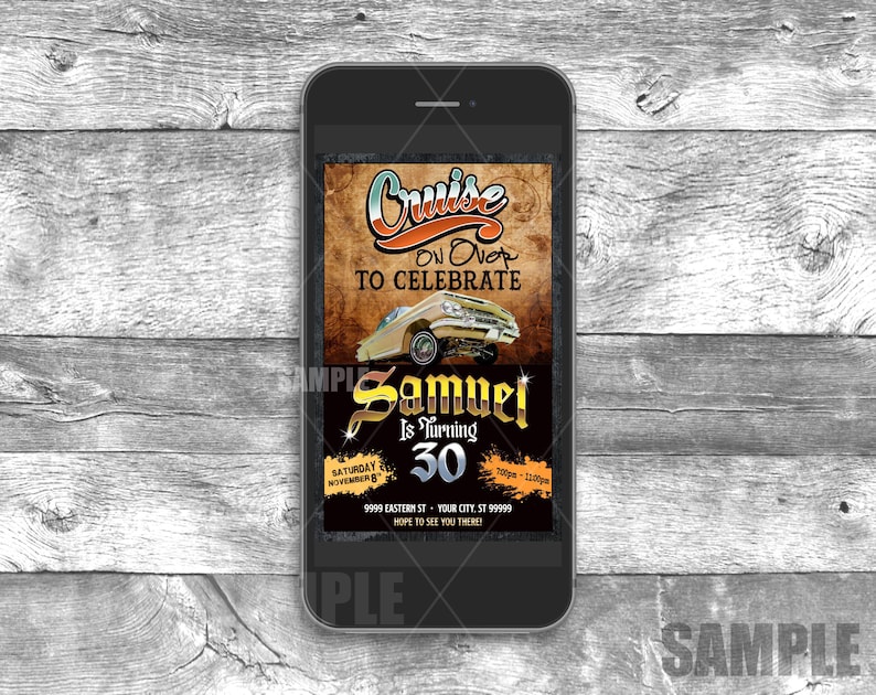 Lowrider Birthday Invitation Low Rider Cruise on Over Crusin Chicano ...