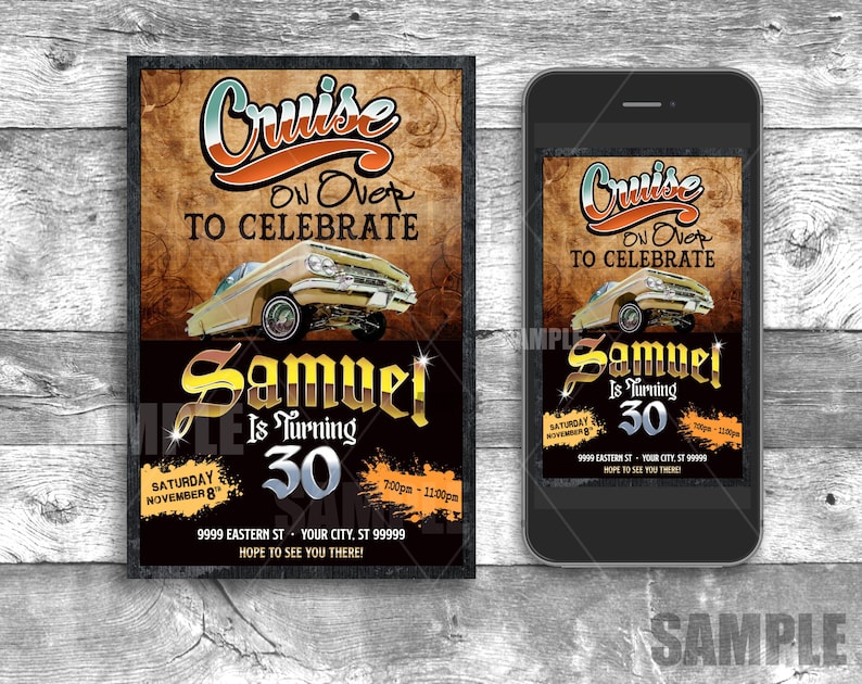 Lowrider Birthday Invitation Low Rider Cruise on Over Crusin Chicano ...