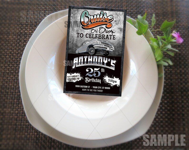 Lowrider Birthday Invitation Low Rider Cruise on Over Crusin Chicano ...