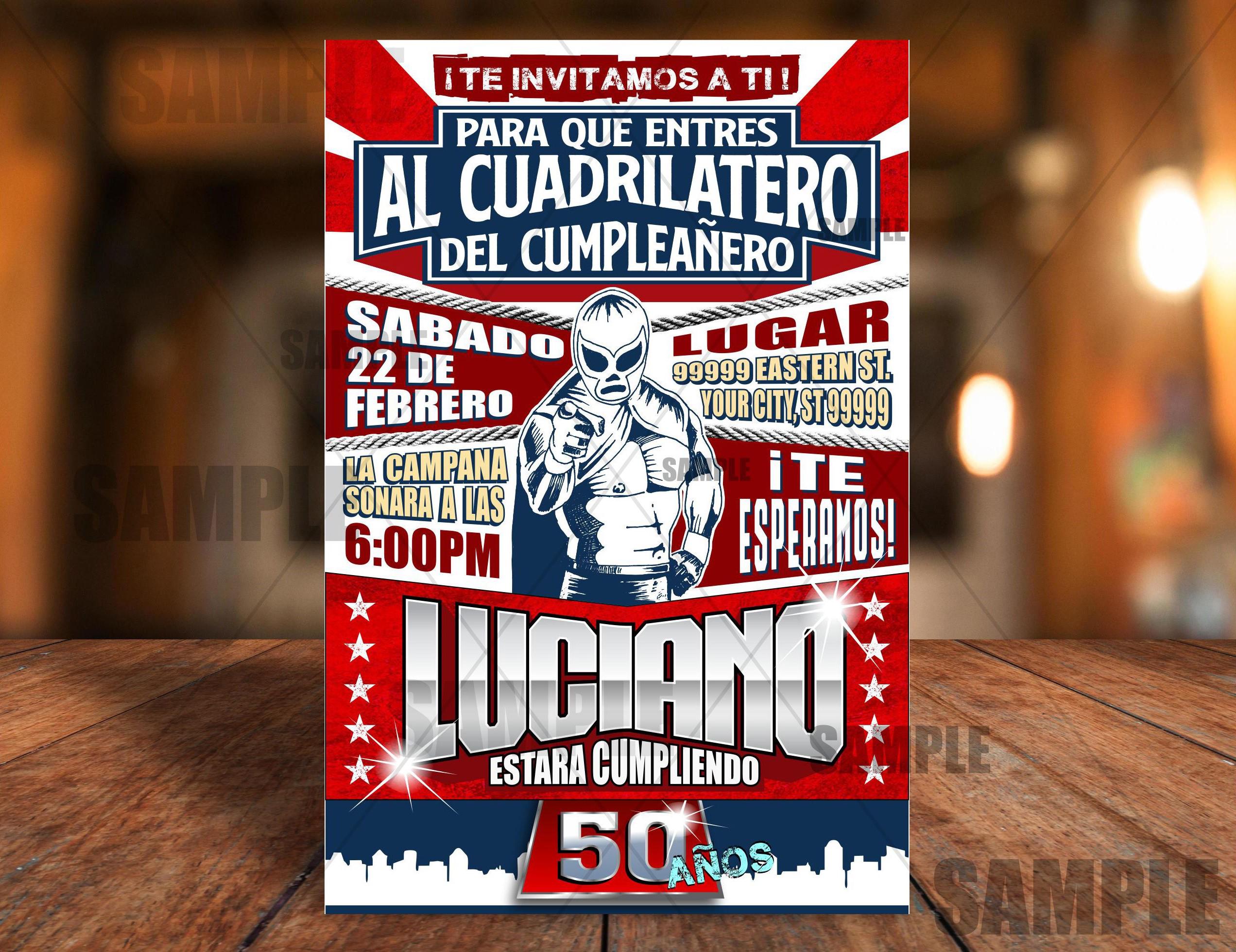 Lucha Libre Invitacion En Espanol Spanish Nino Birthday Invitation ...