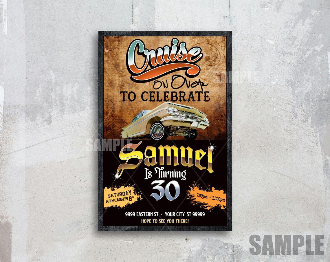 Lowrider Birthday Invitation Low Rider Cruise on Over Crusin Chicano ...