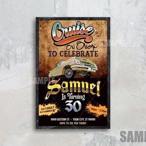Lowrider Birthday Invitation Low Rider Cruise on Over Crusin Chicano ...