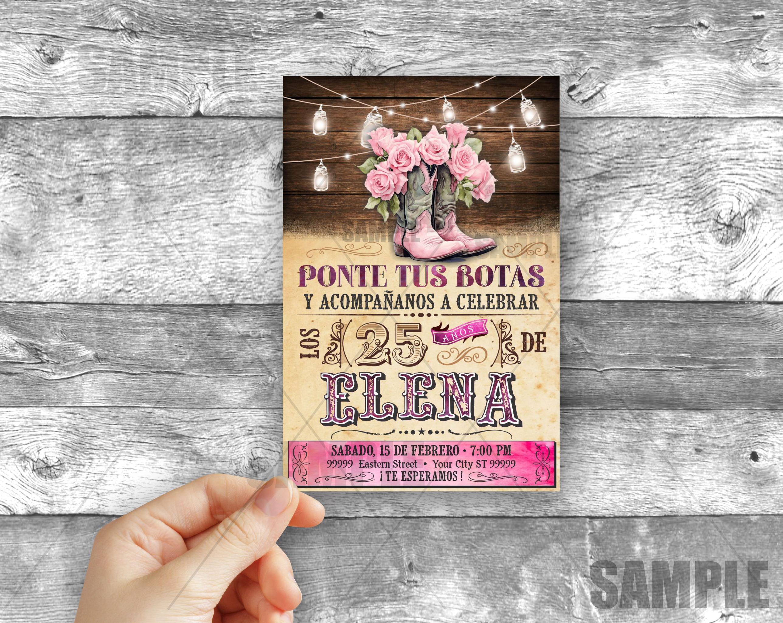 Vaquero Invitacion Cowboy Birthday Spanish Cumpleanos Botas Mujer Nina ...