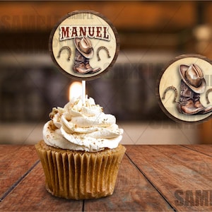 Vaquero Tags Cupcake Toppers Cup Cake Cowboy Birthday Spanish Botas ...