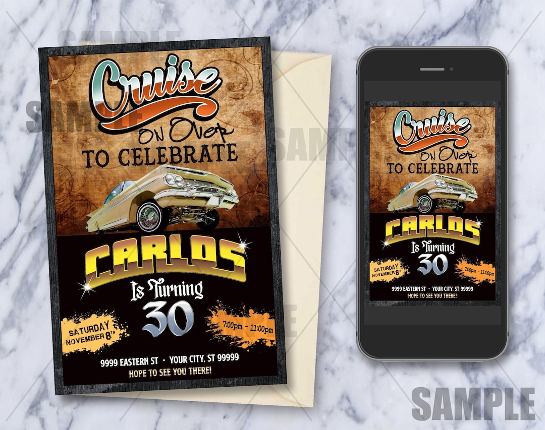 Lowrider Birthday Invitation Low Rider Cruise on Over Crusin Chicano ...