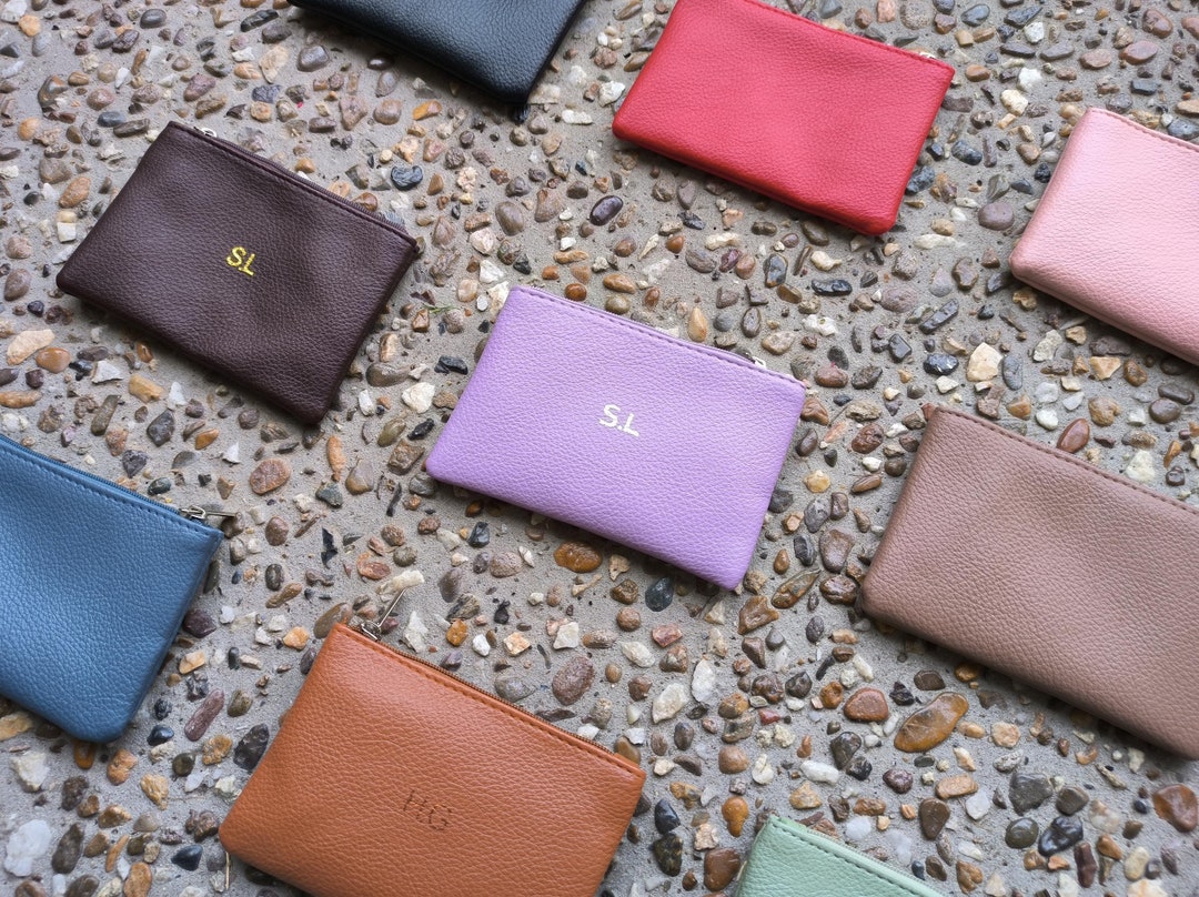 Compact Leather Coin Purse – Personalized Travel Pouch With Name or ...