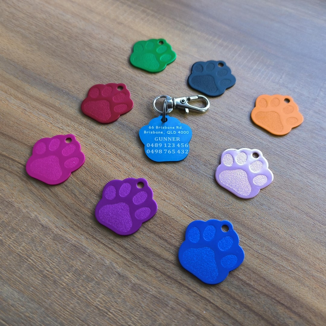 Custom Engraved Dog Paw ID Tag: Aluminum Alloy Pet Tag - Etsy