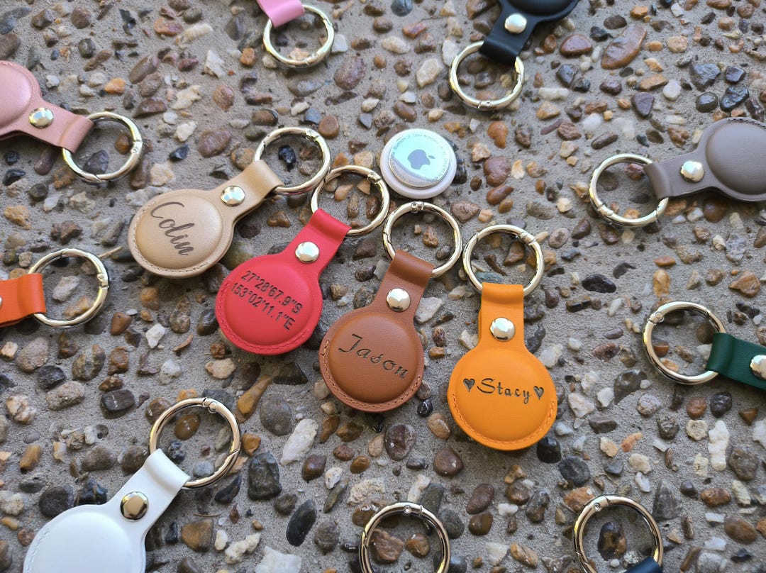 Color Leather Airtag, Laser Engraved Airtag, AirTag Key Holder ...