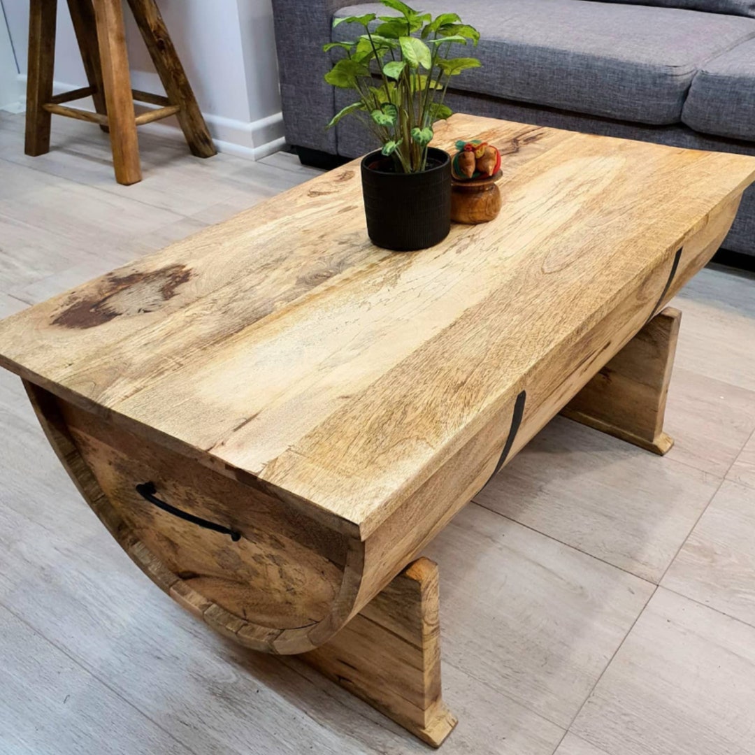 Solid Mango Wood Coffee Table Lift up Lid Storage Table Wooden Side Table Dining Room Living ...