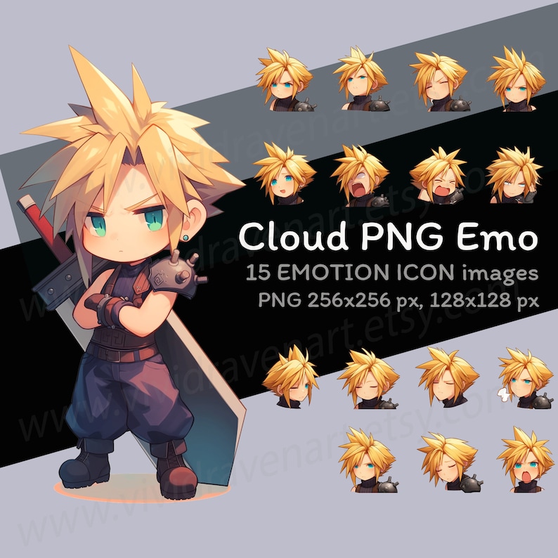 Cloud Final Fantasy VII Emotion PNG Set - Etsy