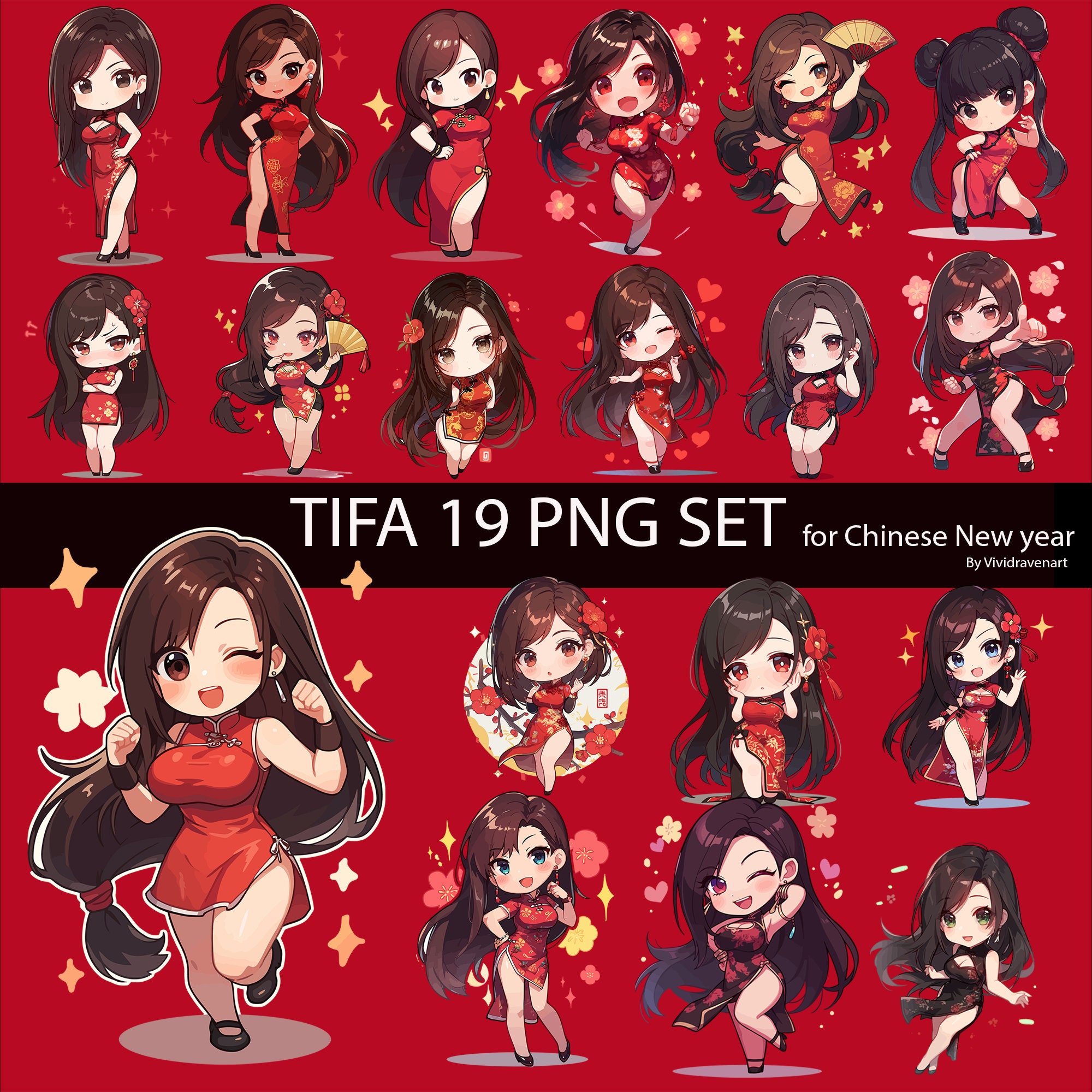 Tifa Lockhart PNG Set: Chinese New Year Clip Art (digital Download) - Etsy