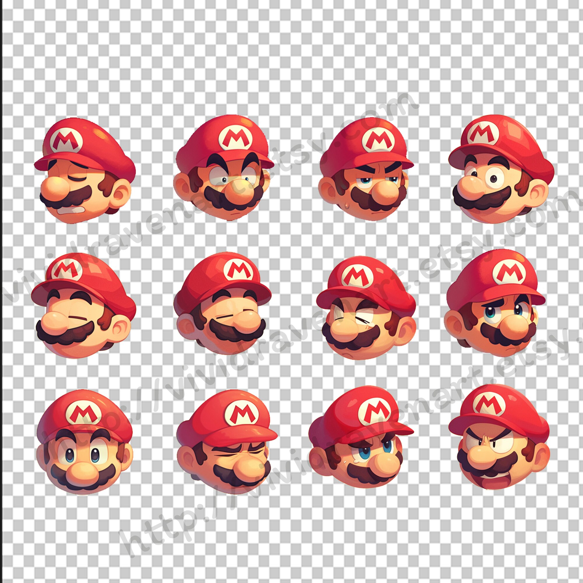 Mario Emotes PNG Set - Etsy