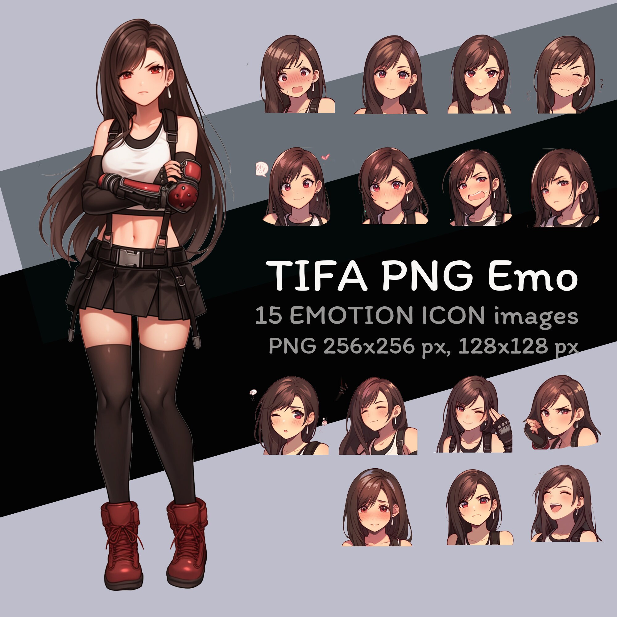 Tifa Final Fantasy VII Emotion PNG Set - Etsy UK
