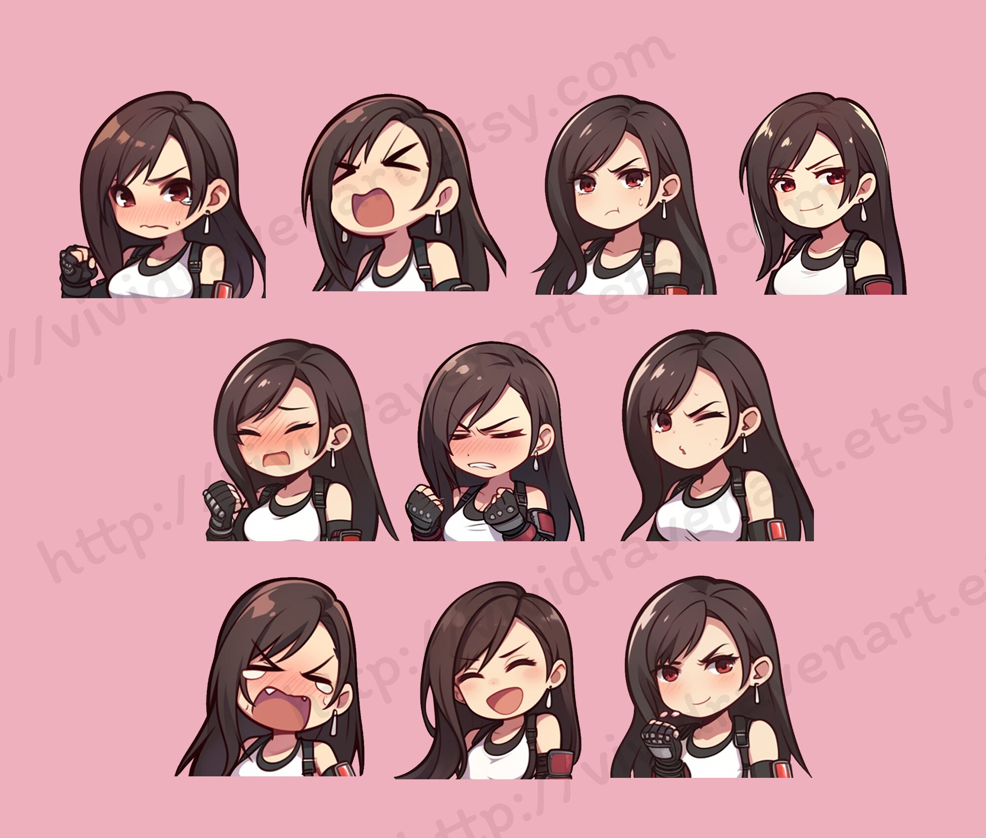 Tifa Lockhart Emote Mega PNG Collection 3 Sizes Set - Etsy