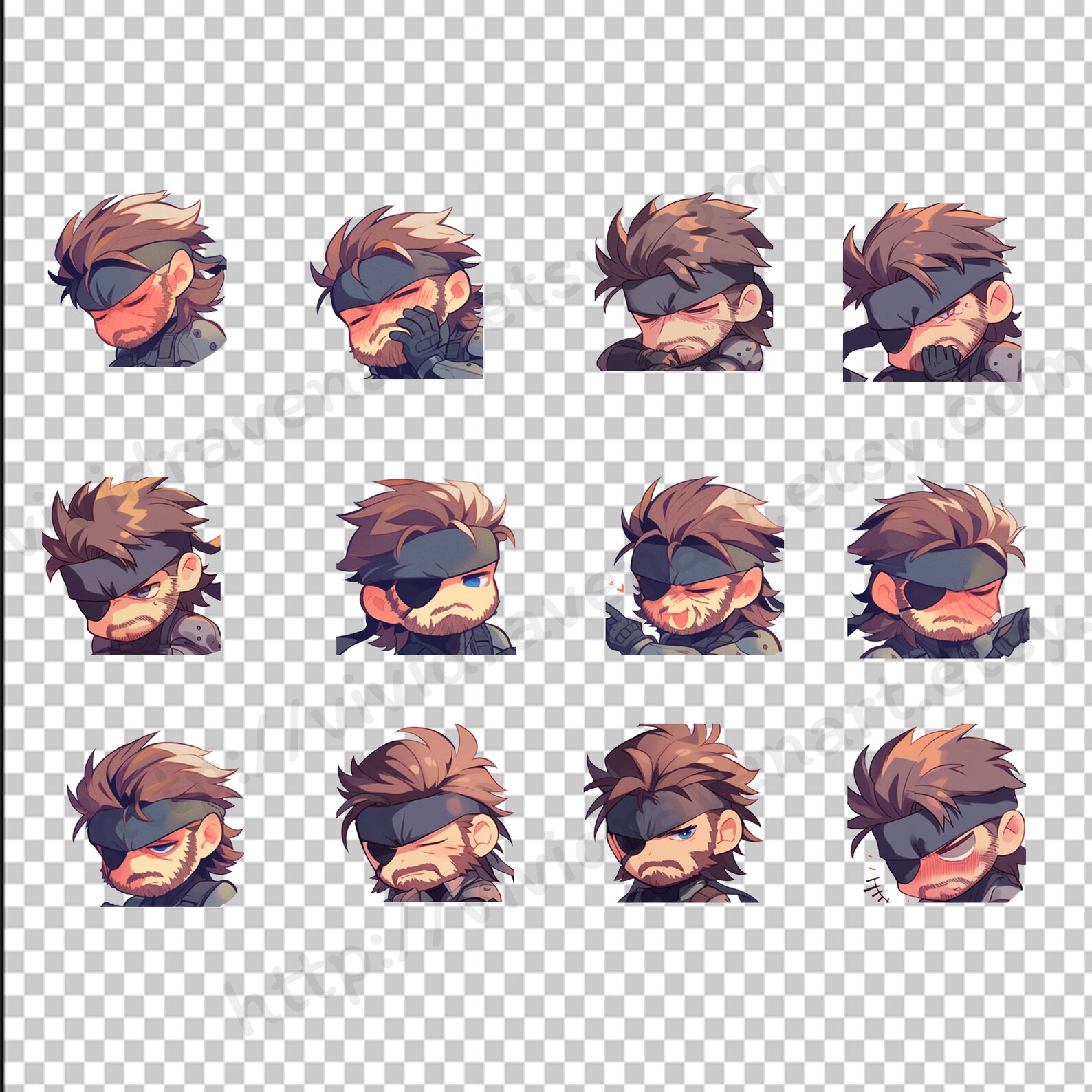 Snake (metal Gear Solid) Emotion PNG Set - Etsy
