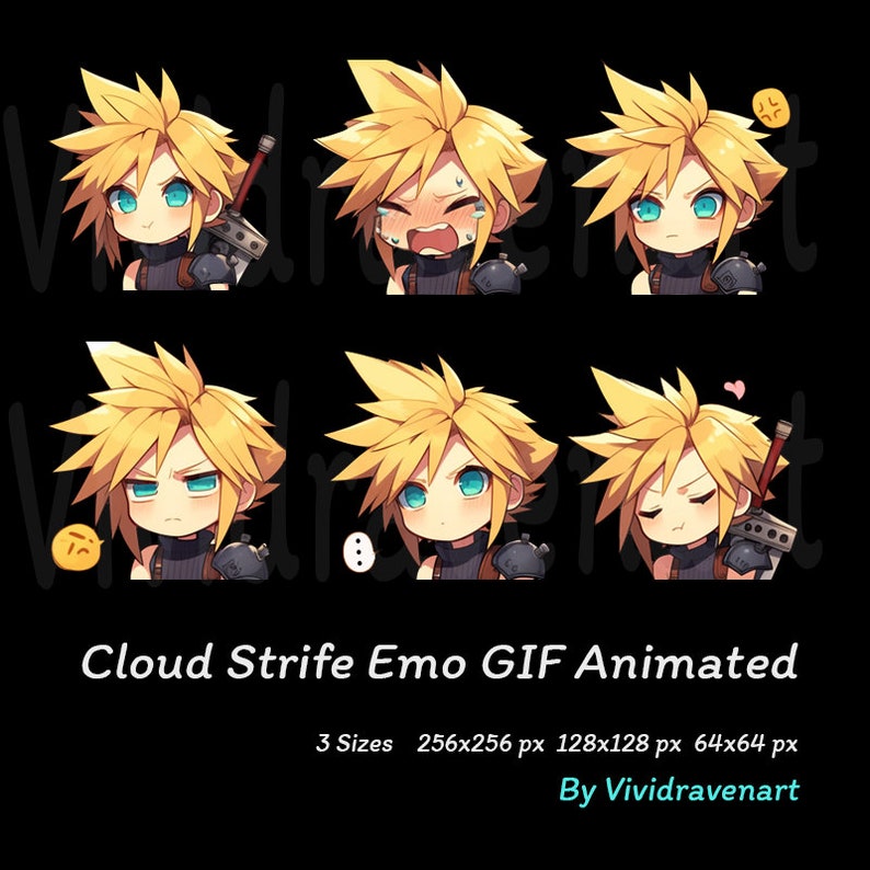 Cloud Strife Emote Animated GIF - Etsy
