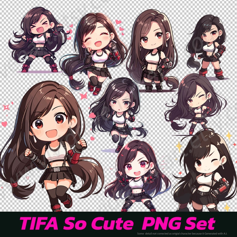 Super Cute Tifa Lockhart Chibi 9 PNG Set - Etsy