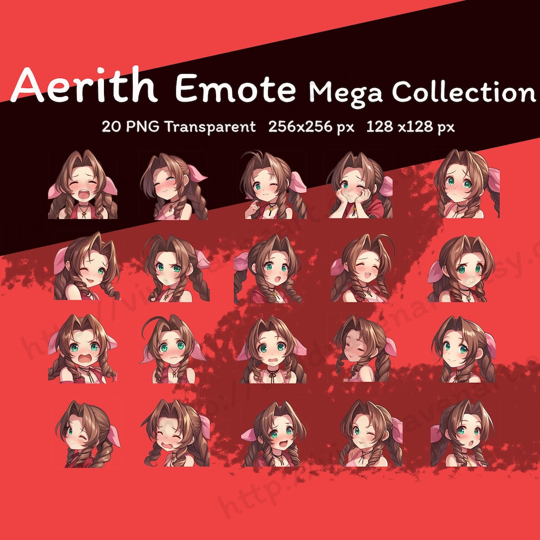 Aerith Emote Mega PNG Collection - Etsy